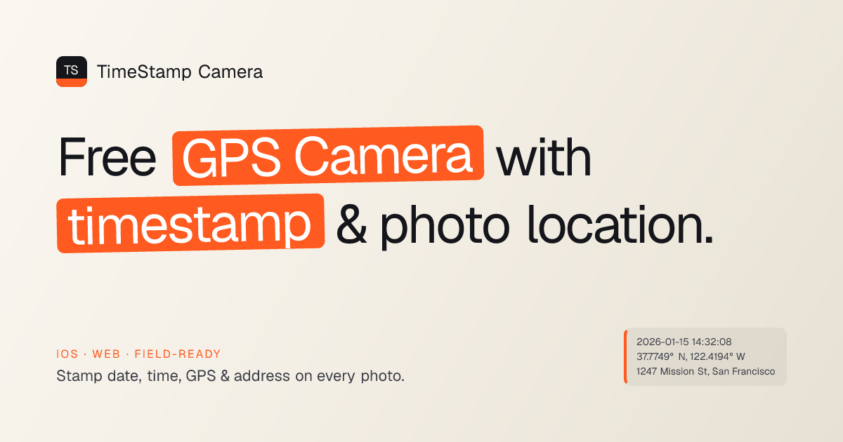 TimeStamp Camera: GPS Photos with Date, Time & Address